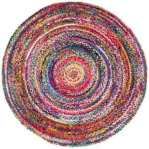 Purple Round Rug Multi-color, Boho Round Rag Rug on Sale, Chindi Rag ...