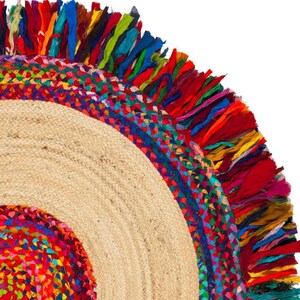 Round Rag Rug for Boho Decor , Home and Living, Cotton Jute Rug ...