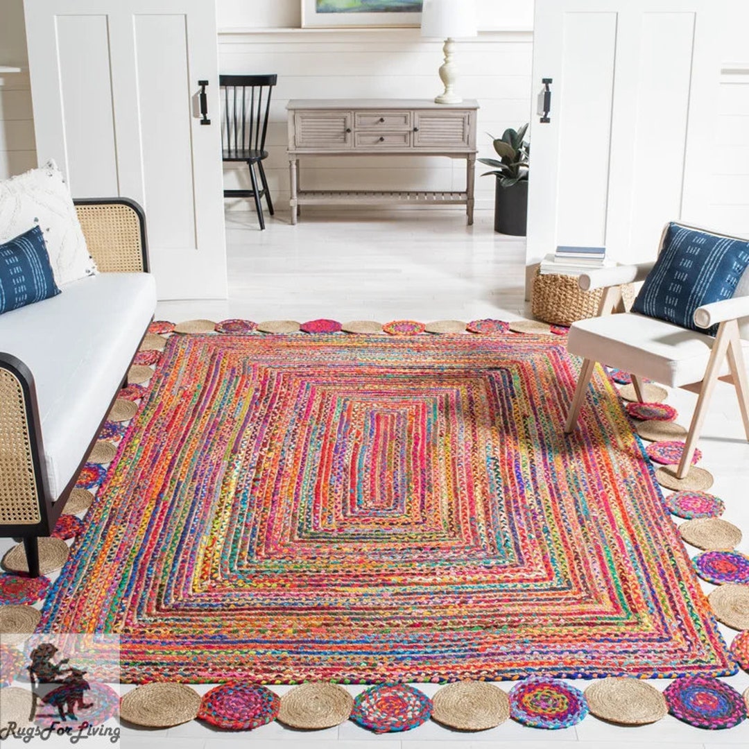 Chindi Rag Rug Made of Recycled Cotton Rags, Boho Floor Decoration ...