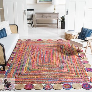 Chindi Rag Rug Made of Recycled Cotton Rags, Boho Floor Decoration ...