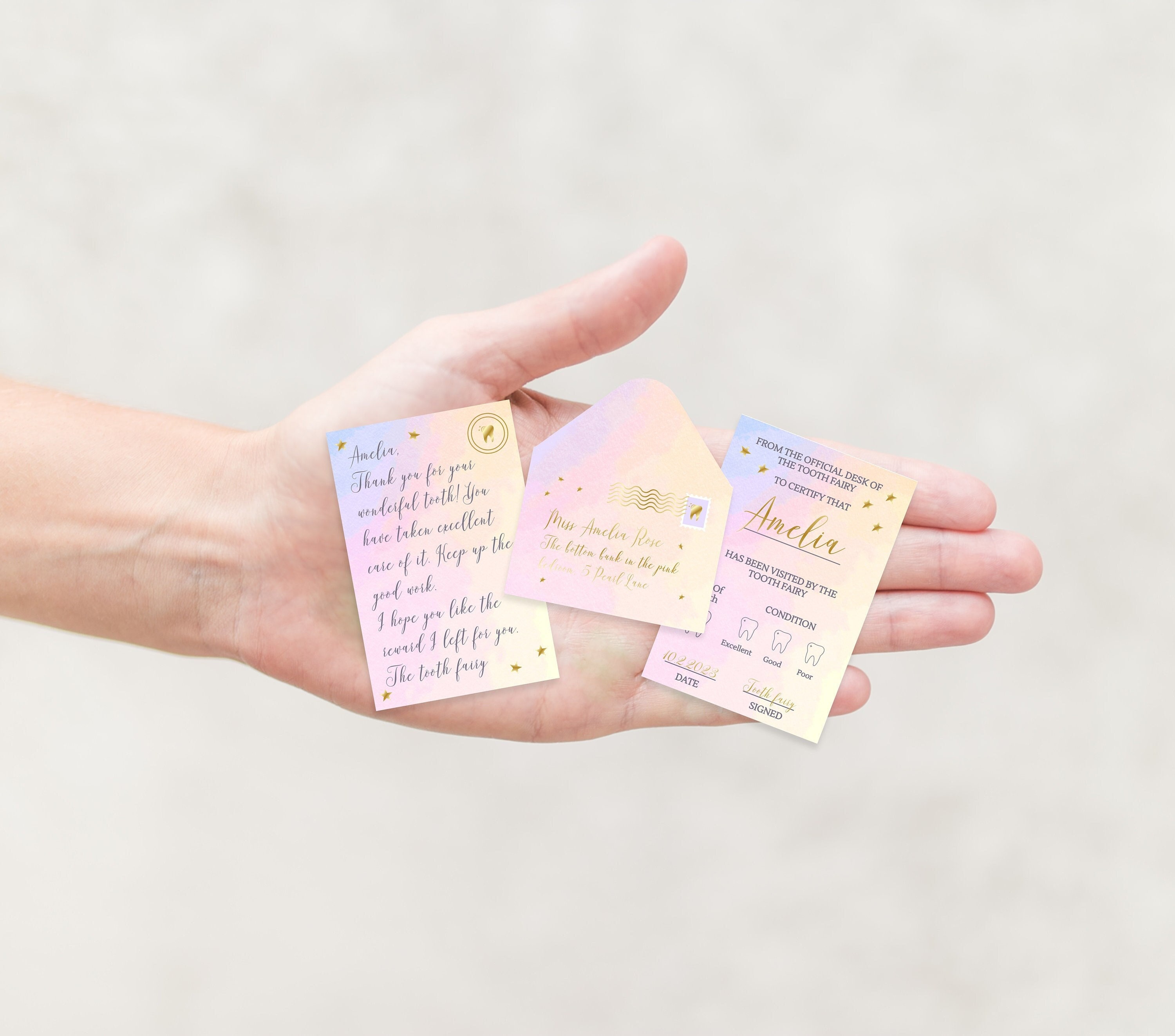 Mini Tooth Fairy Post, Tooth Fairy Letter Envelope Certificate, Instant ...