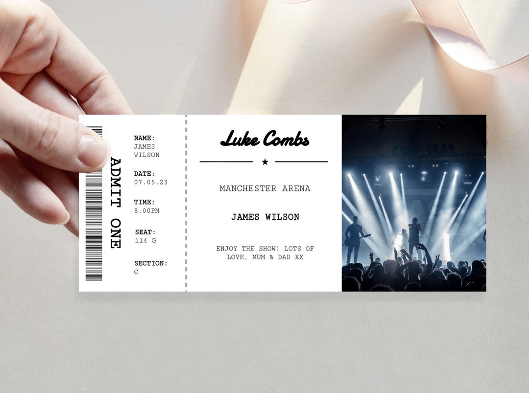 Editable Concert Gift Voucher , Event Ticket, Surprise Gift Reveal ...