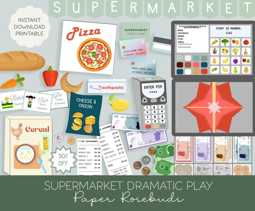 Supermarket Dramatic Play Set: Printable Pretend Play (PDF) - Etsy