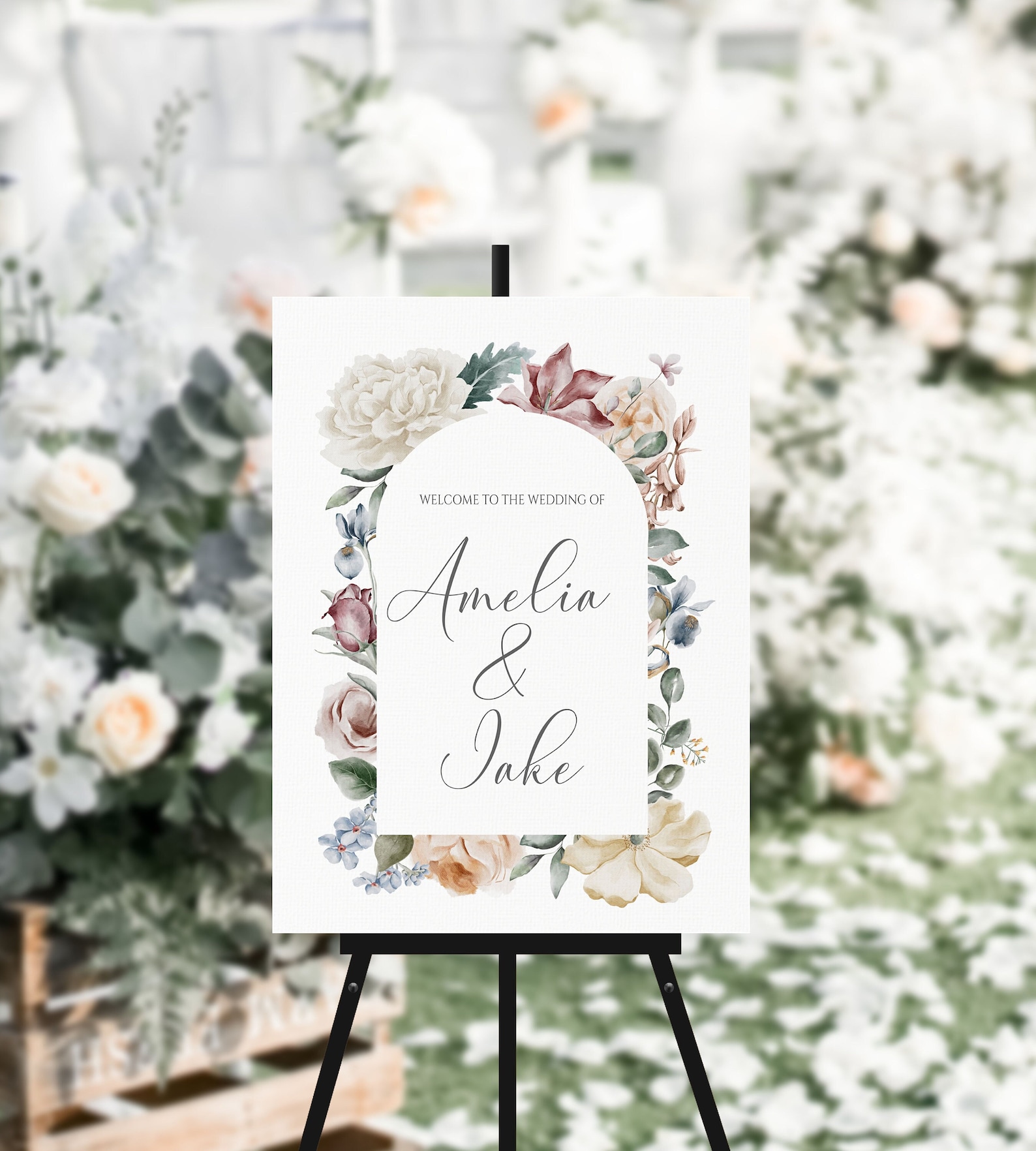 OLIVIA floral Wedding Sign Template, Editable Wedding Poster, Modern ...
