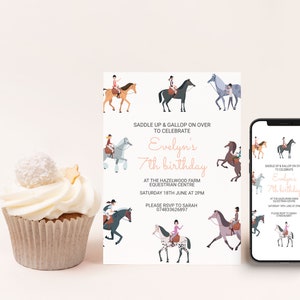Editable Horse Riding Birthday Invitation Template, Girl Horse Birthday ...