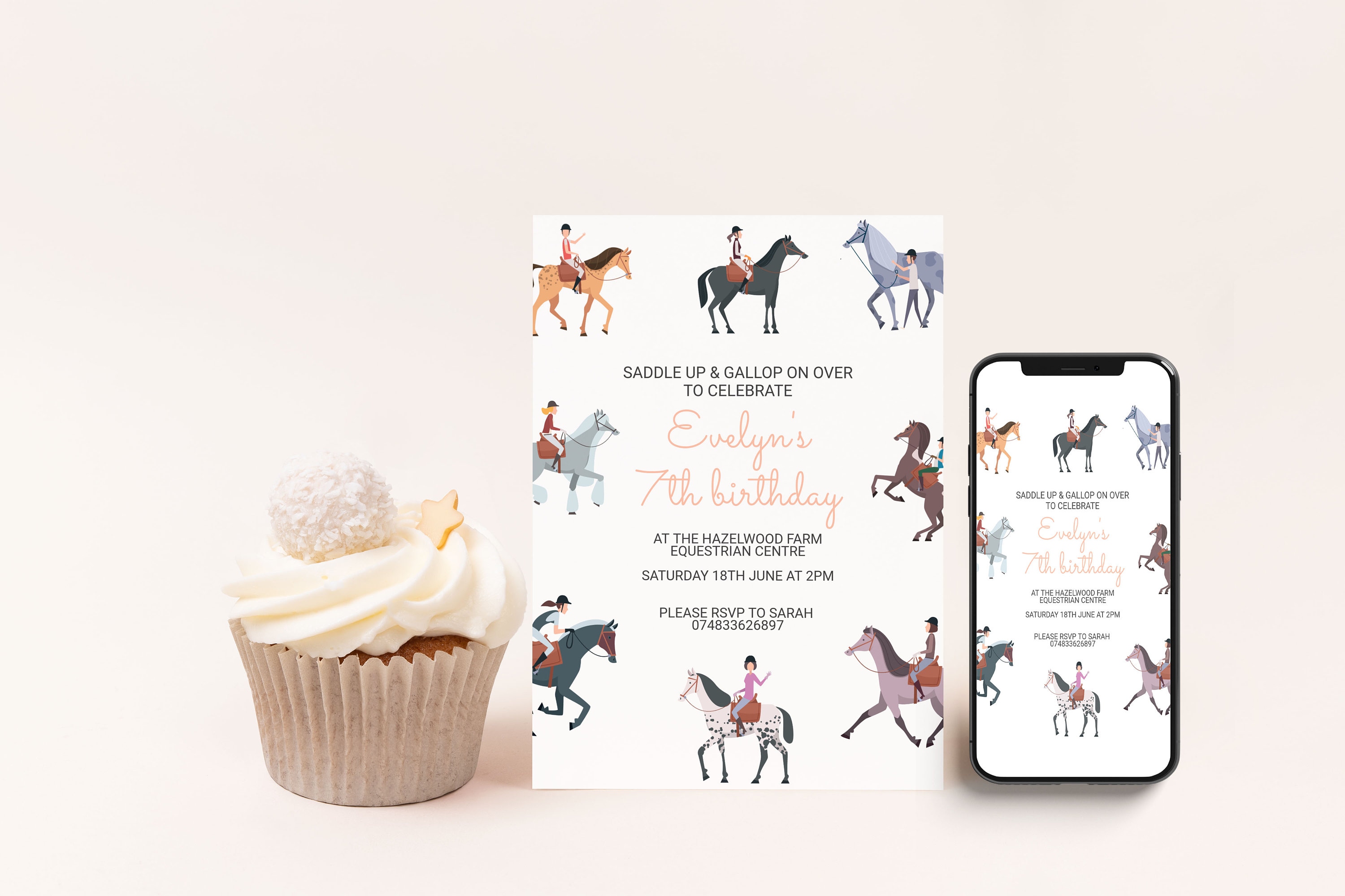 Editable Horse Riding Birthday Invitation Template, Girl Horse Birthday ...