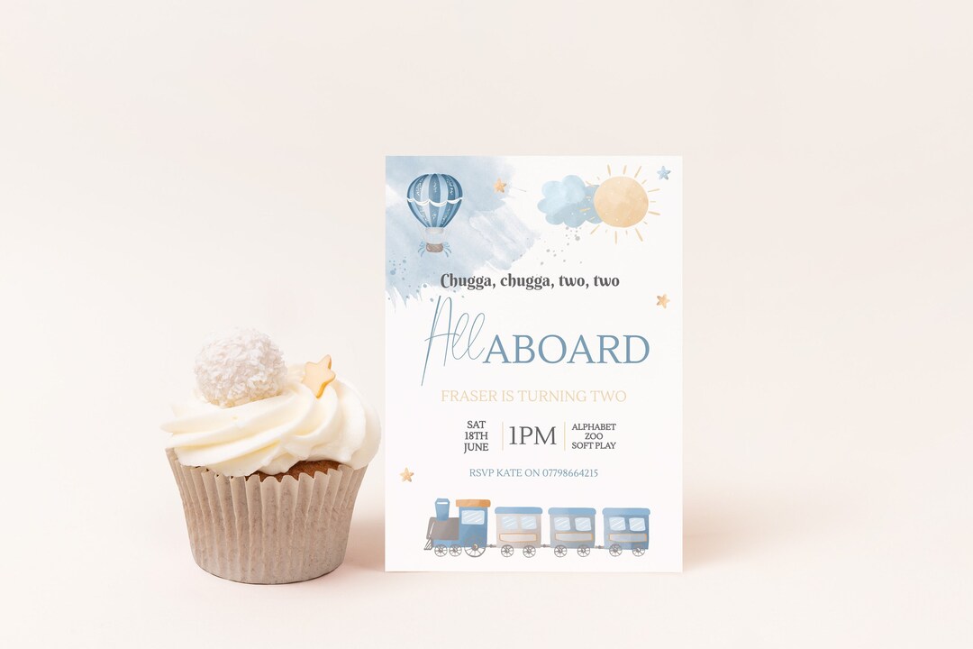 All Aboard Train Party Invite, Chugga Chugga Birthday Party Invitation ...