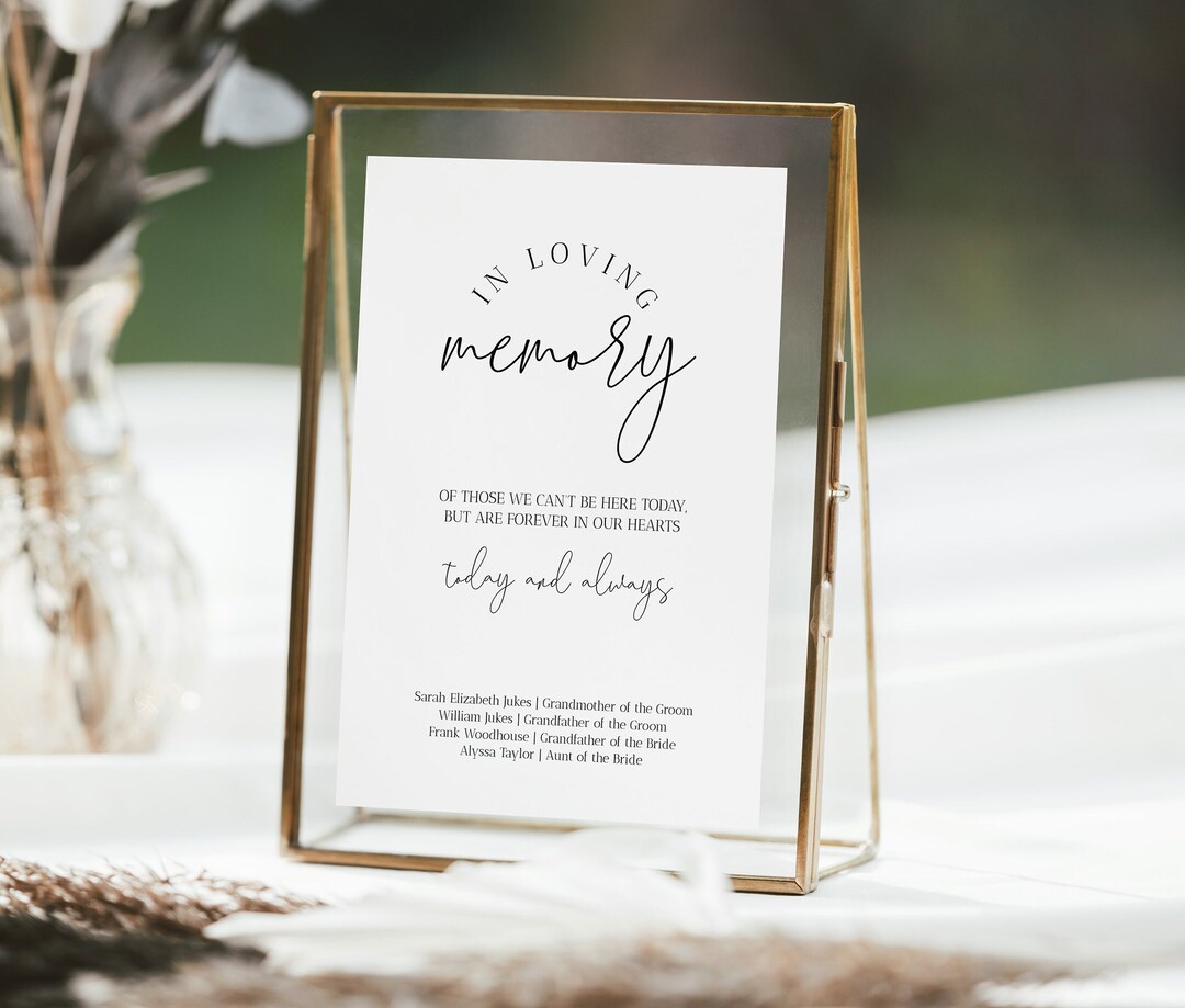 Minimalist in Memory Sign Template, in Loving Memory Sign, in Memory of ...