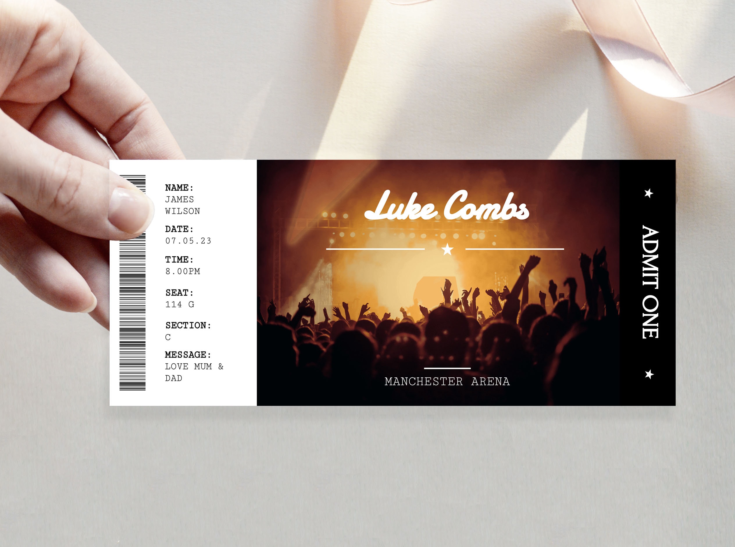 Editable Concert Gift Ticket, Event Ticket, Surprise Gift Reveal ...