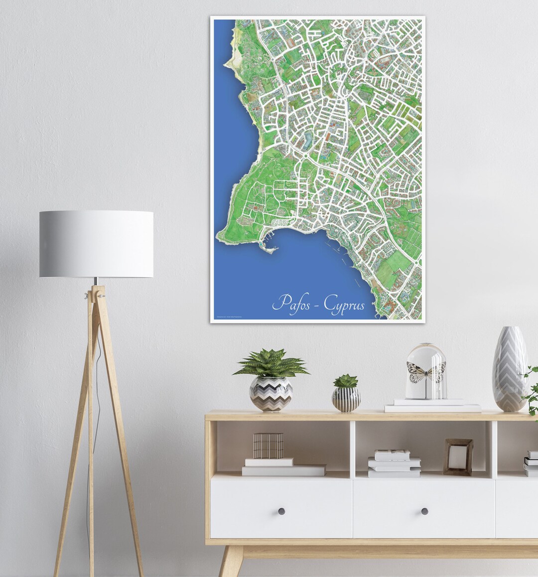 Paphos Map Cyprus Color Print Premium Semi-glossy Paper - Etsy UK