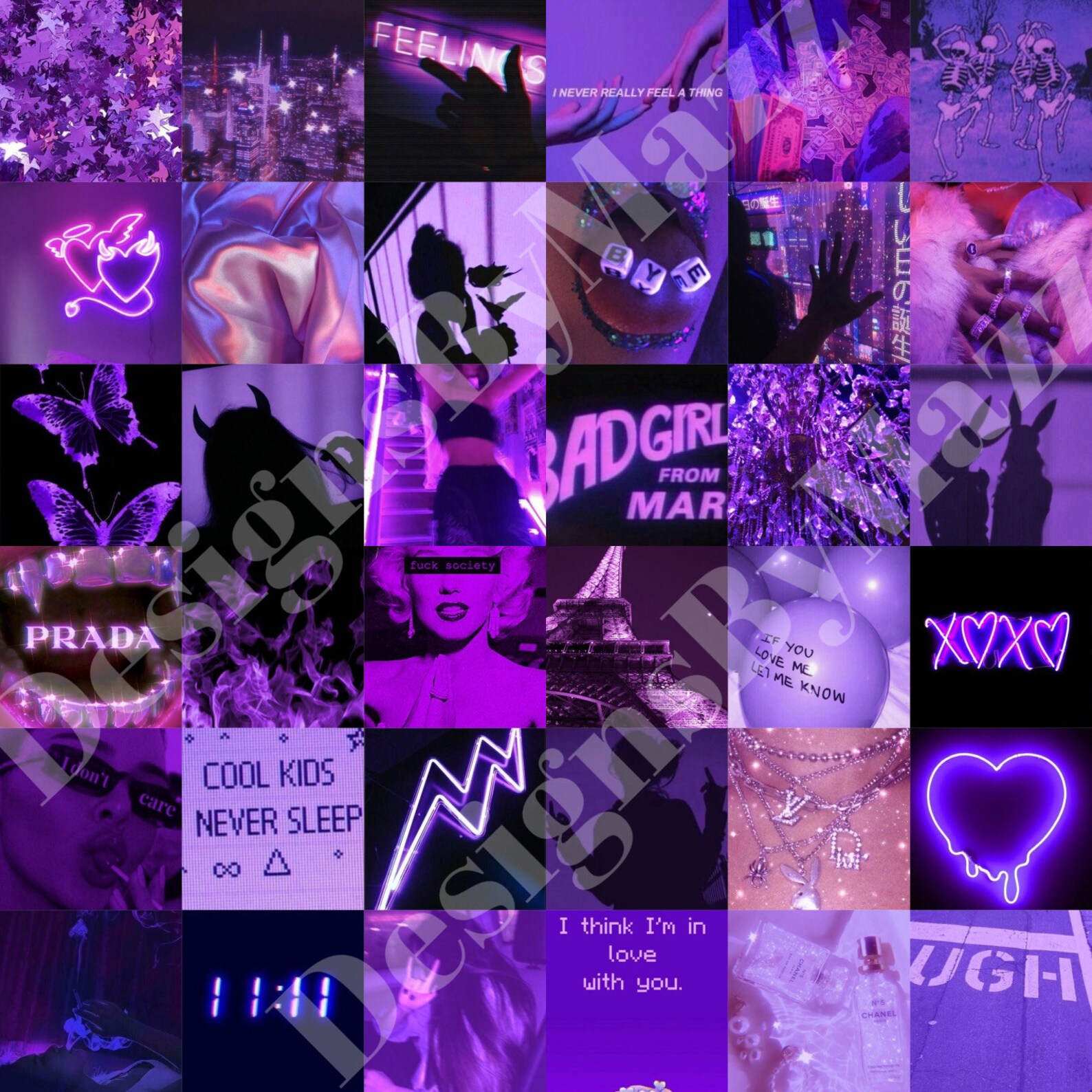 Photo Wall Collage Kit Purple Aesthetic Etsy