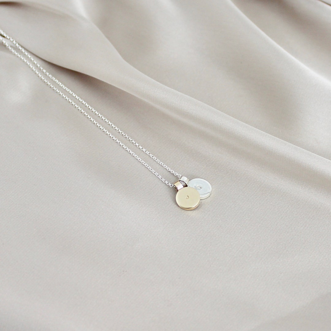 Silver and Gold Round Initial Duo Necklace / 925 Sterling - Etsy