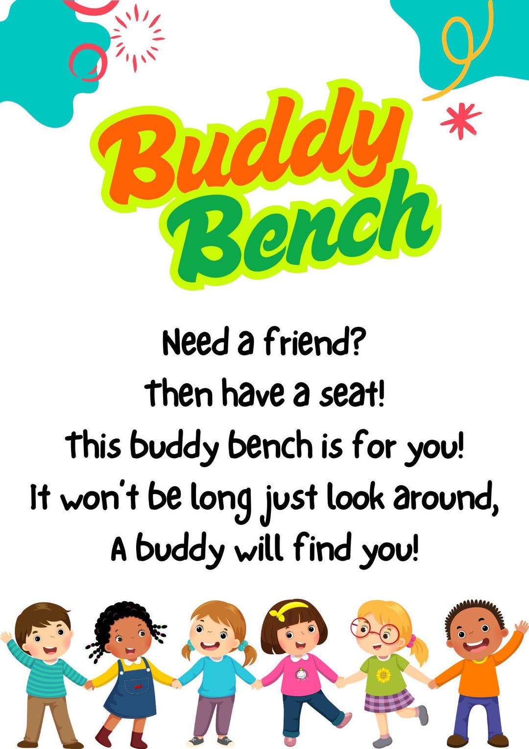Buddy Bench Poster - Etsy