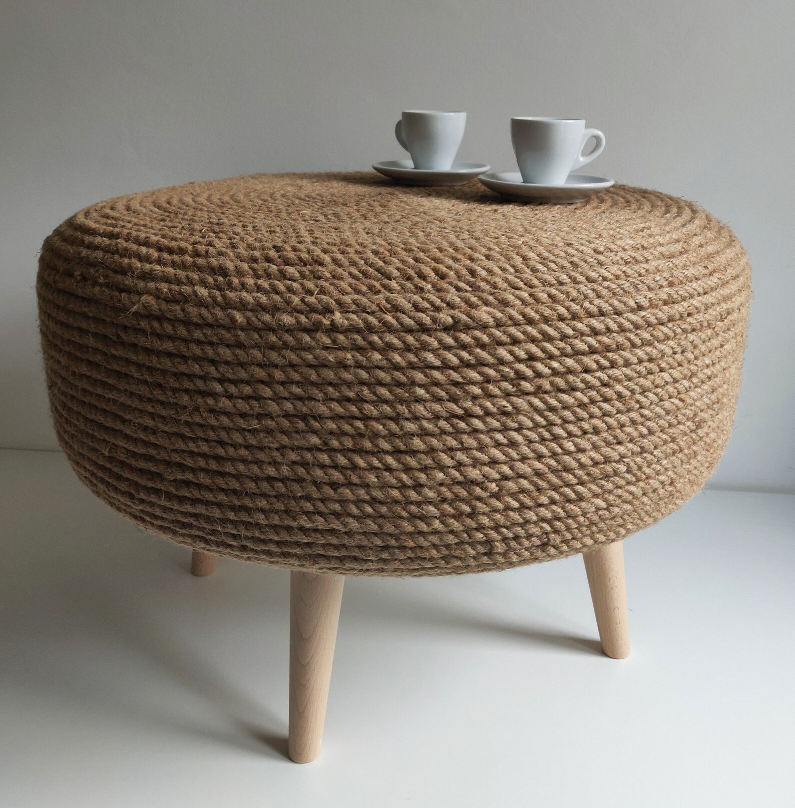 Handmade Ottoman Tea Coffee Table or Footrest Jute Rope Design - Etsy