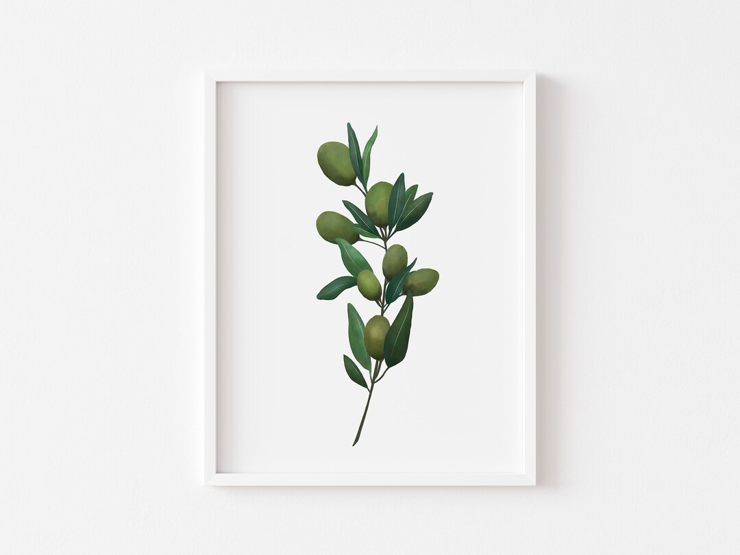 Green Olive Print Printable Wall Art Olive Watercolour Painting Nature ...