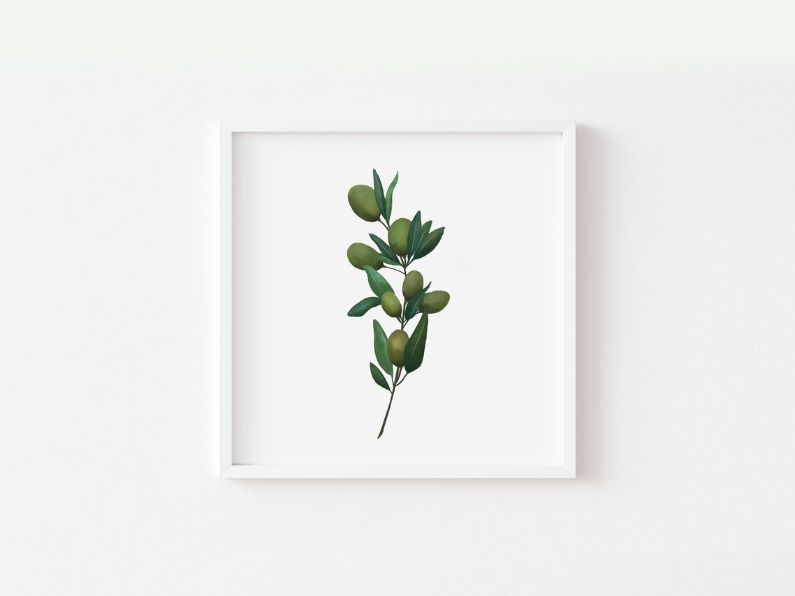Green Olive Print Printable Wall Art Olive Watercolour Painting Nature ...