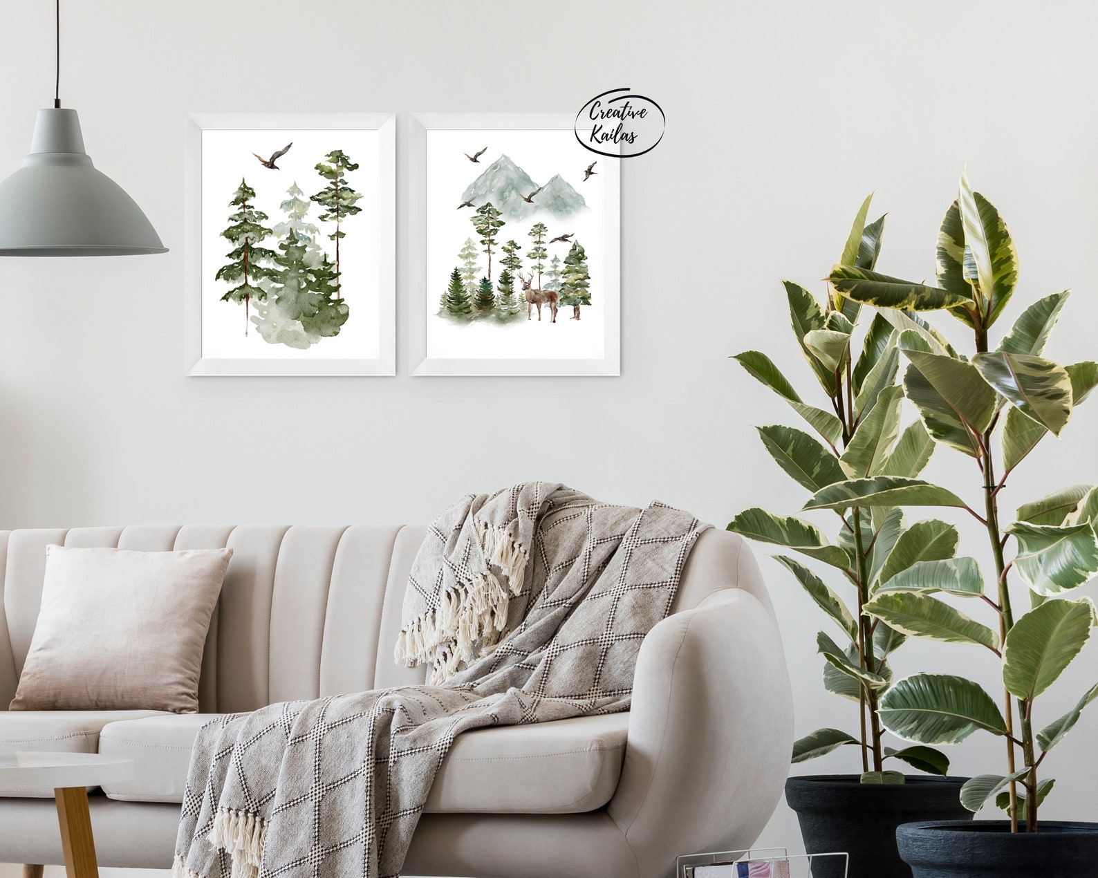 A4, Forest Wall Art, Set of 2, Tree Print, Abstract, Bedroom Art, Room ...