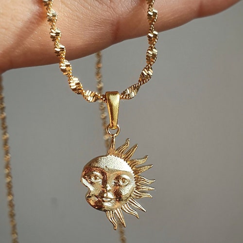 Sun & Full Moon Vintage Style Yin Yang Celestial 18k Gold - Etsy