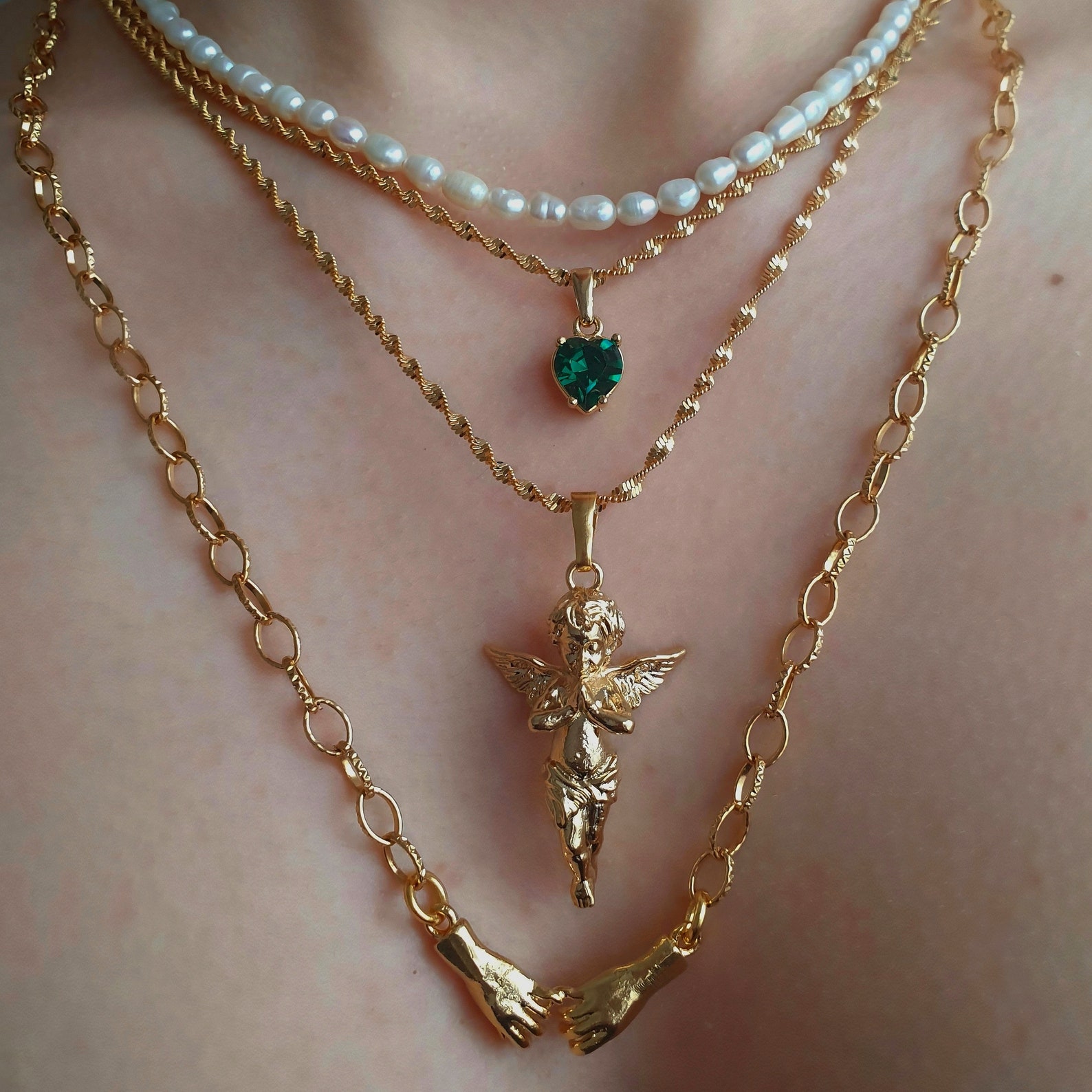 Angel Necklace Baby Angel Necklace Gold Necklace Dainty - Etsy