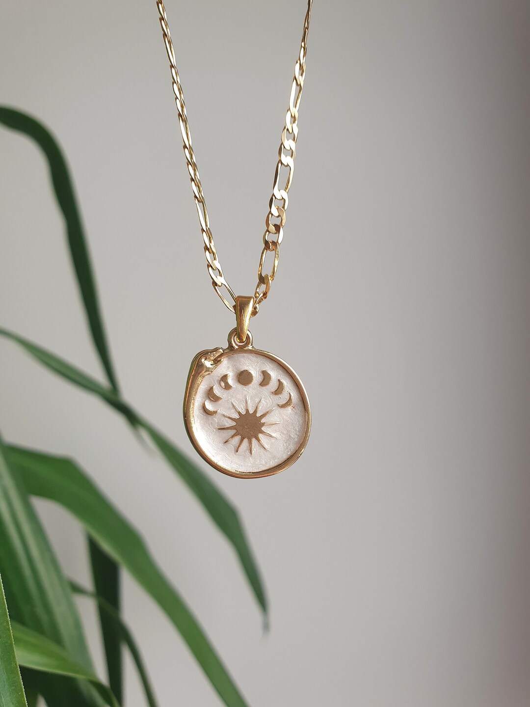 Ouroboros Snake Moon Phases & Sun Coin Celestial Mythology 18k Gold ...