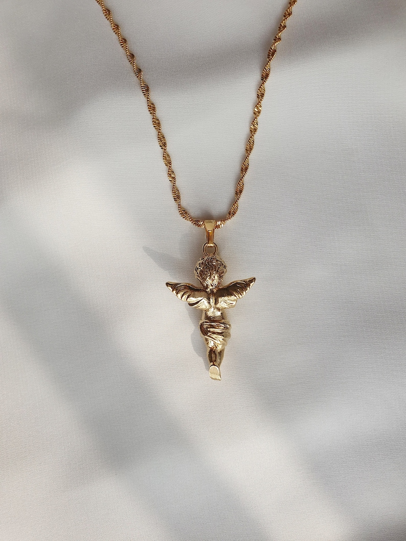 Angel Necklace Baby Angel Necklace Gold Necklace Dainty - Etsy