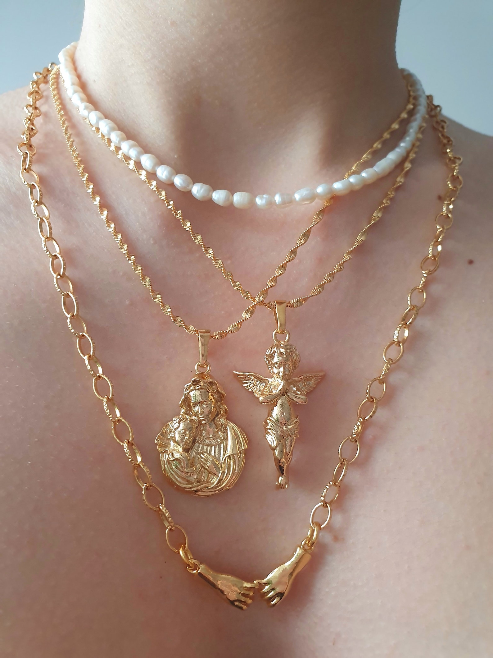 Angel Necklace Baby Angel Necklace Gold Necklace Dainty - Etsy