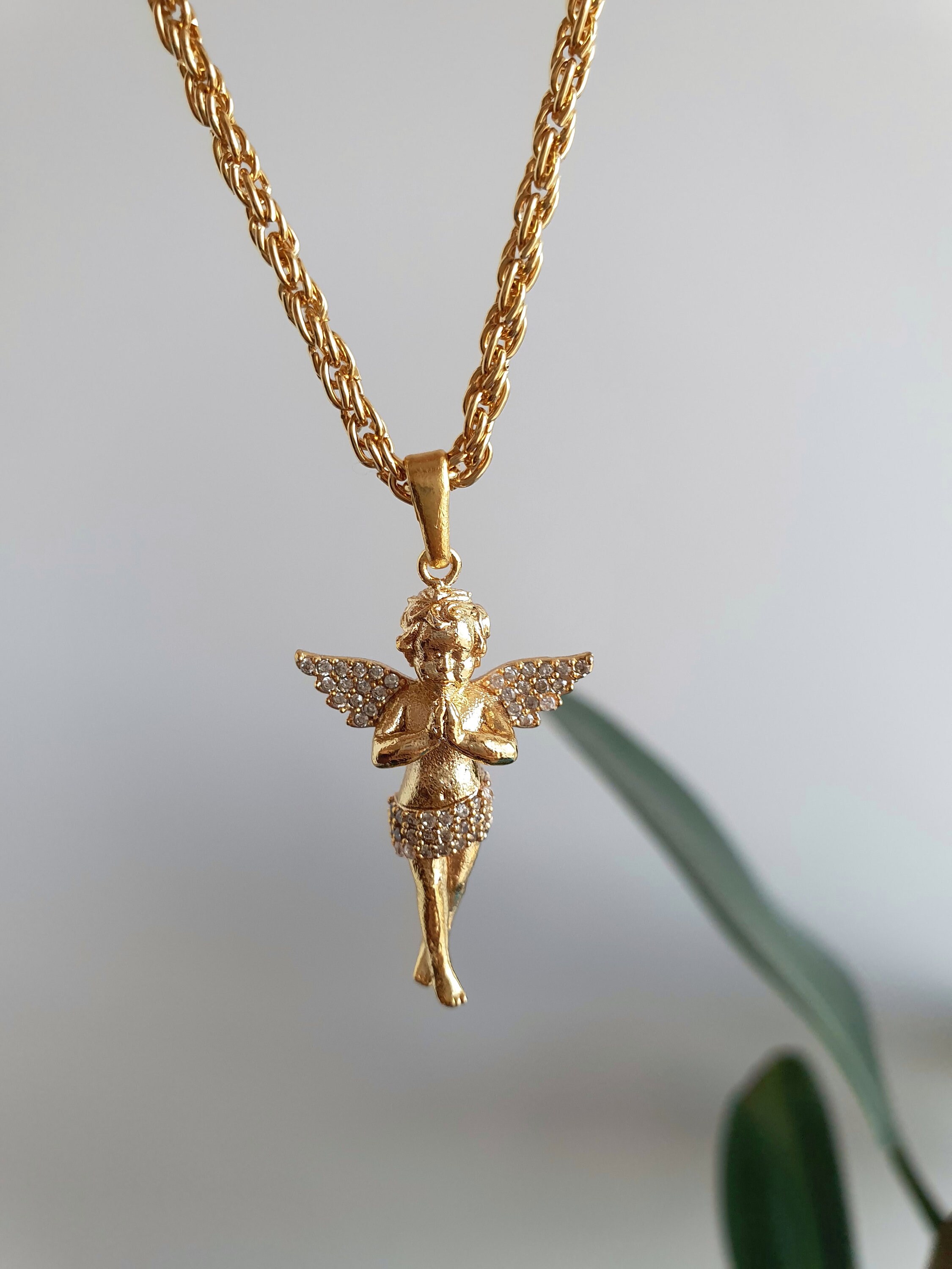 Dainty Baby Angel Cherubim Charm Pendant 18k Gold Plated Pave - Etsy