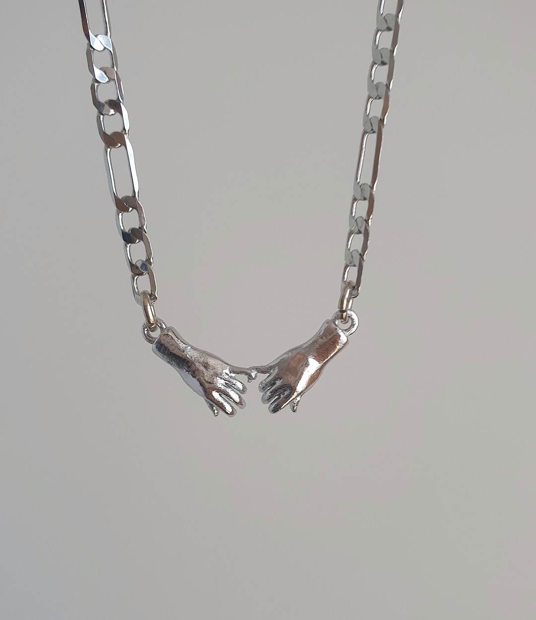 Holding Hands Charm Necklace, Silver Holding Hands Necklace, Unisex ...