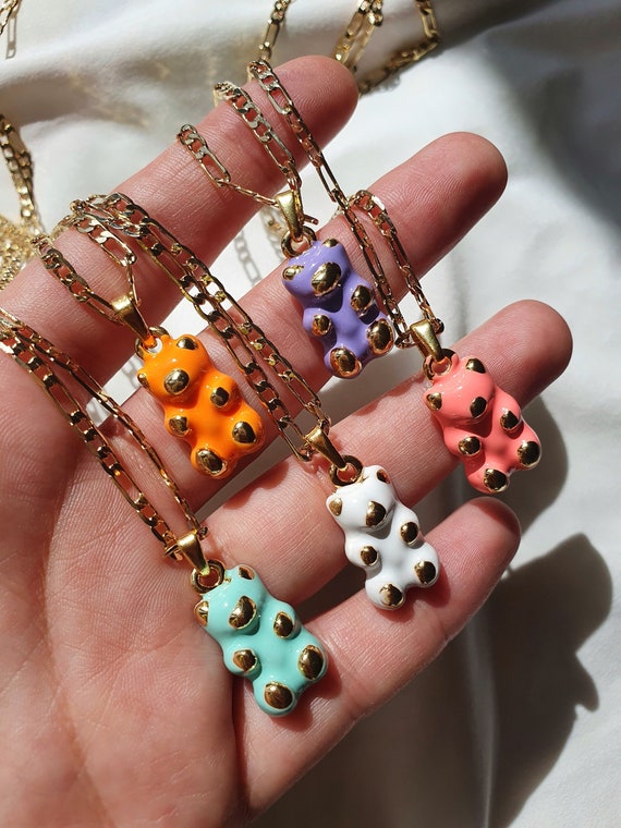 Colorful Sugar Gummy Teddy Bear 18k Gold Plated 90's Style - Etsy