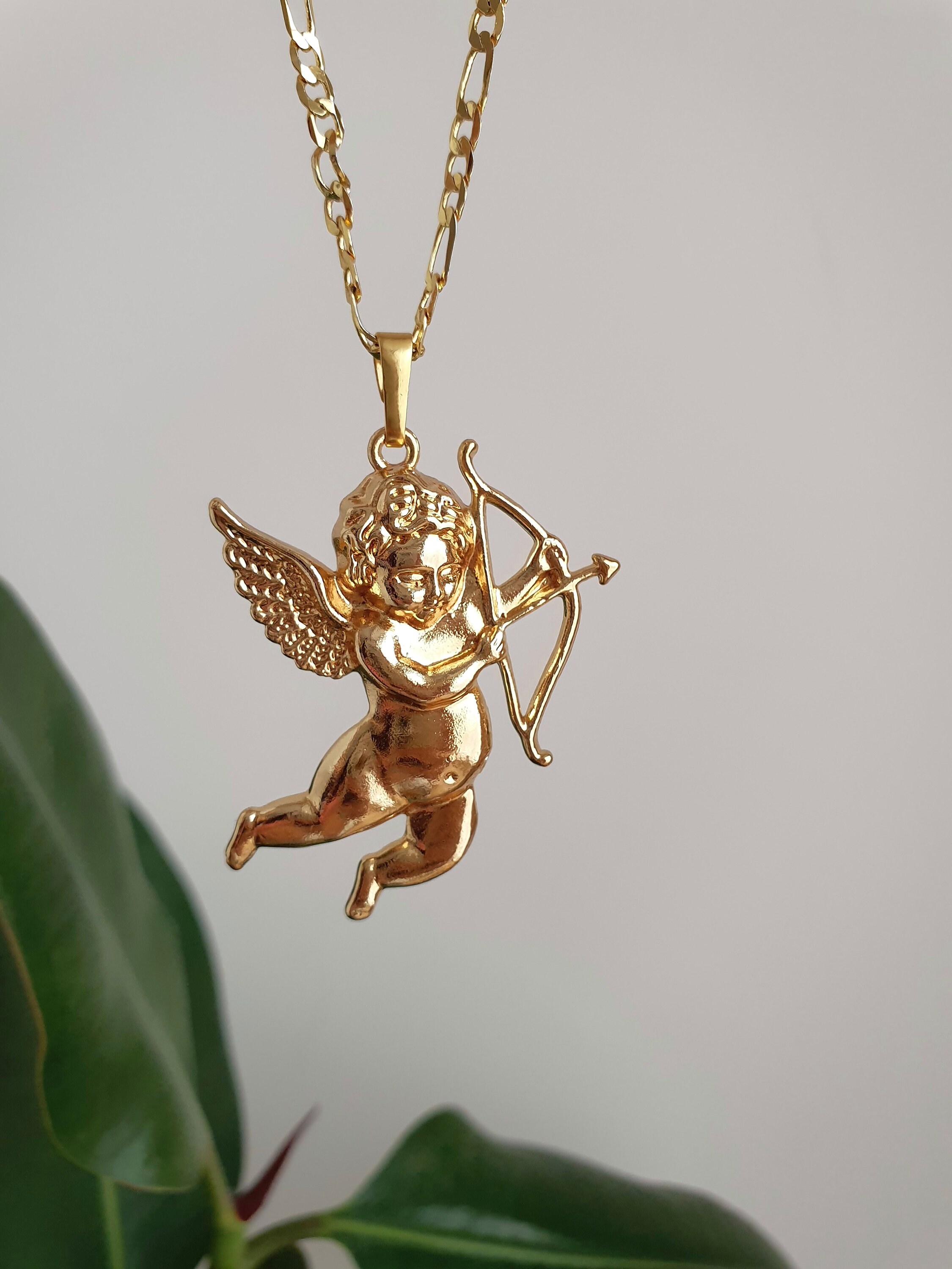 18k Gold Plated Baby Angel Cherubim Arrow Heart Eros Charm - Etsy
