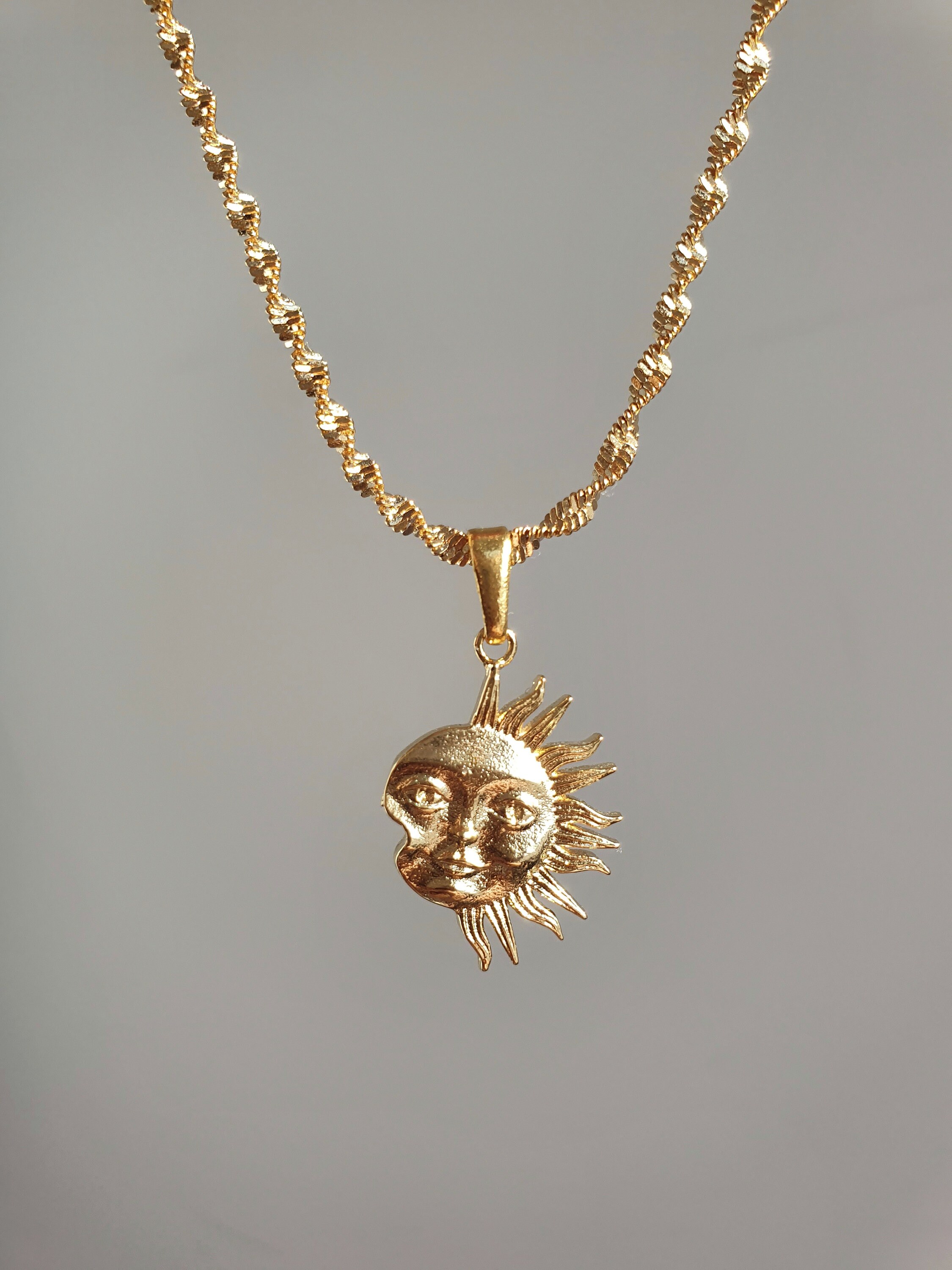 Sun & Full Moon Vintage Style Yin Yang Celestial 18k Gold - Etsy