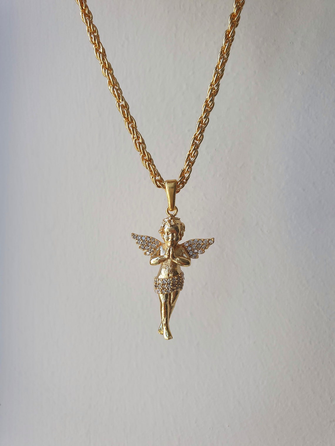 Dainty Baby Angel Cherubim Charm Pendant 18k Gold Plated Pave - Etsy