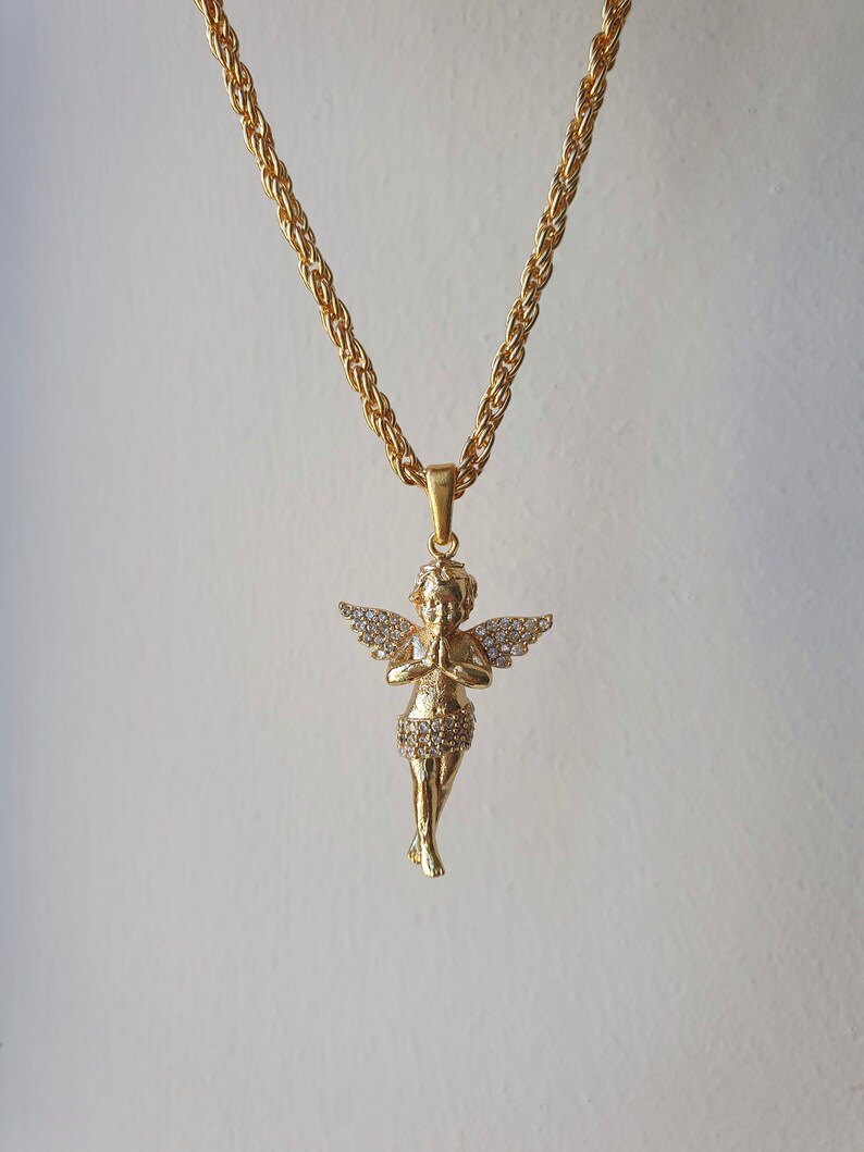 Dainty Baby Angel Cherubim Charm Pendant 18k Gold Plated Pave - Etsy