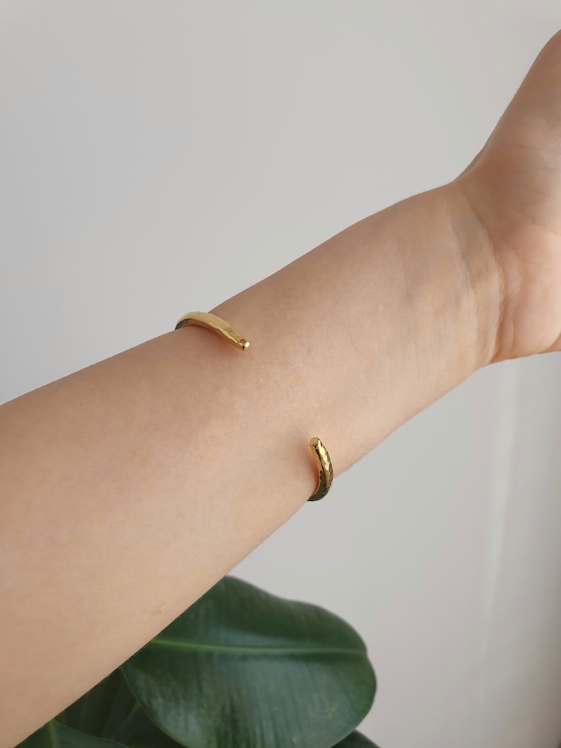 18k Gold Plated Dainty Gold Adjustable Cuff Minimalist Thick - Etsy