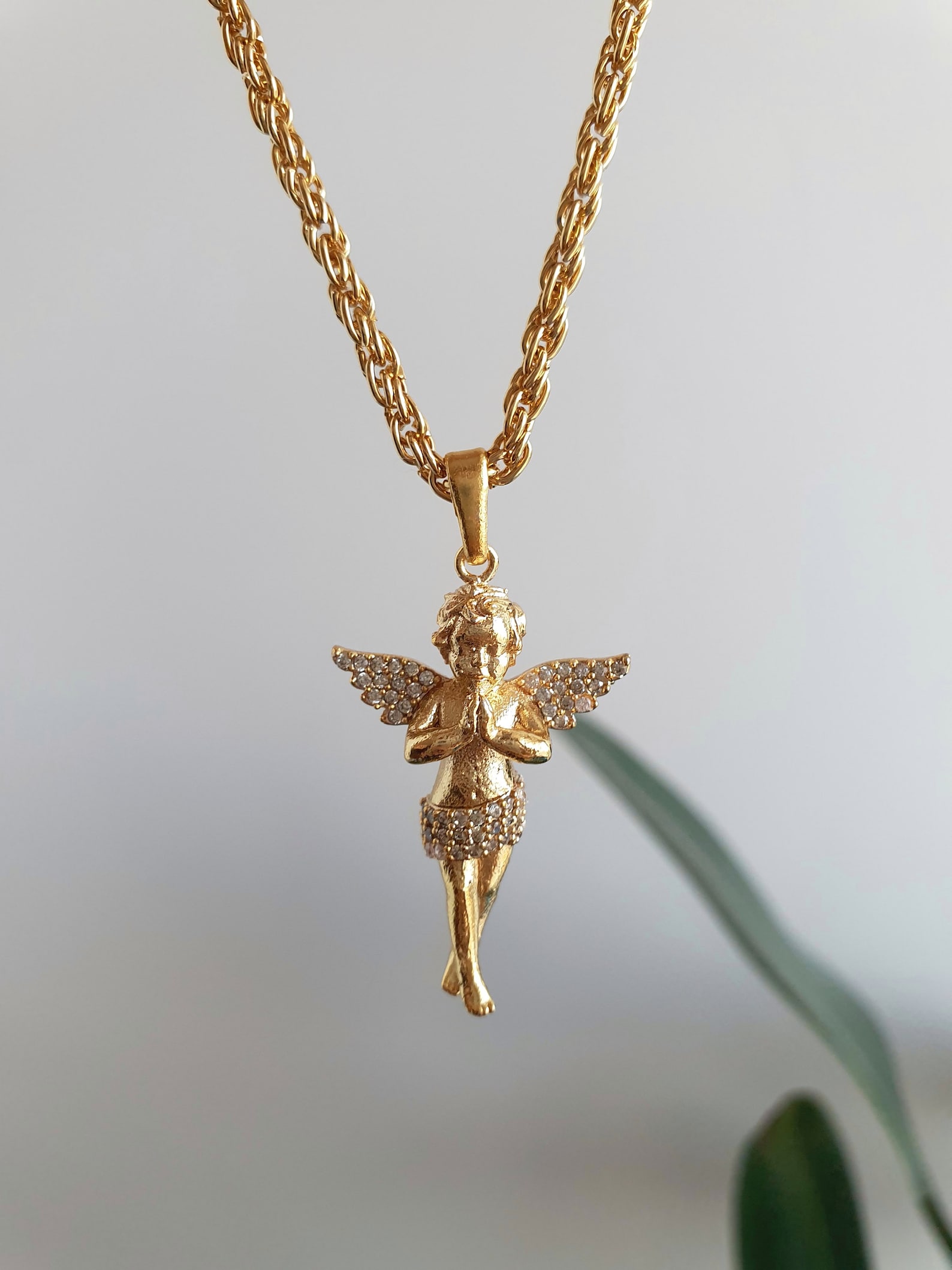Dainty Baby Angel Cherubim Charm Pendant 18k Gold Plated Pave - Etsy