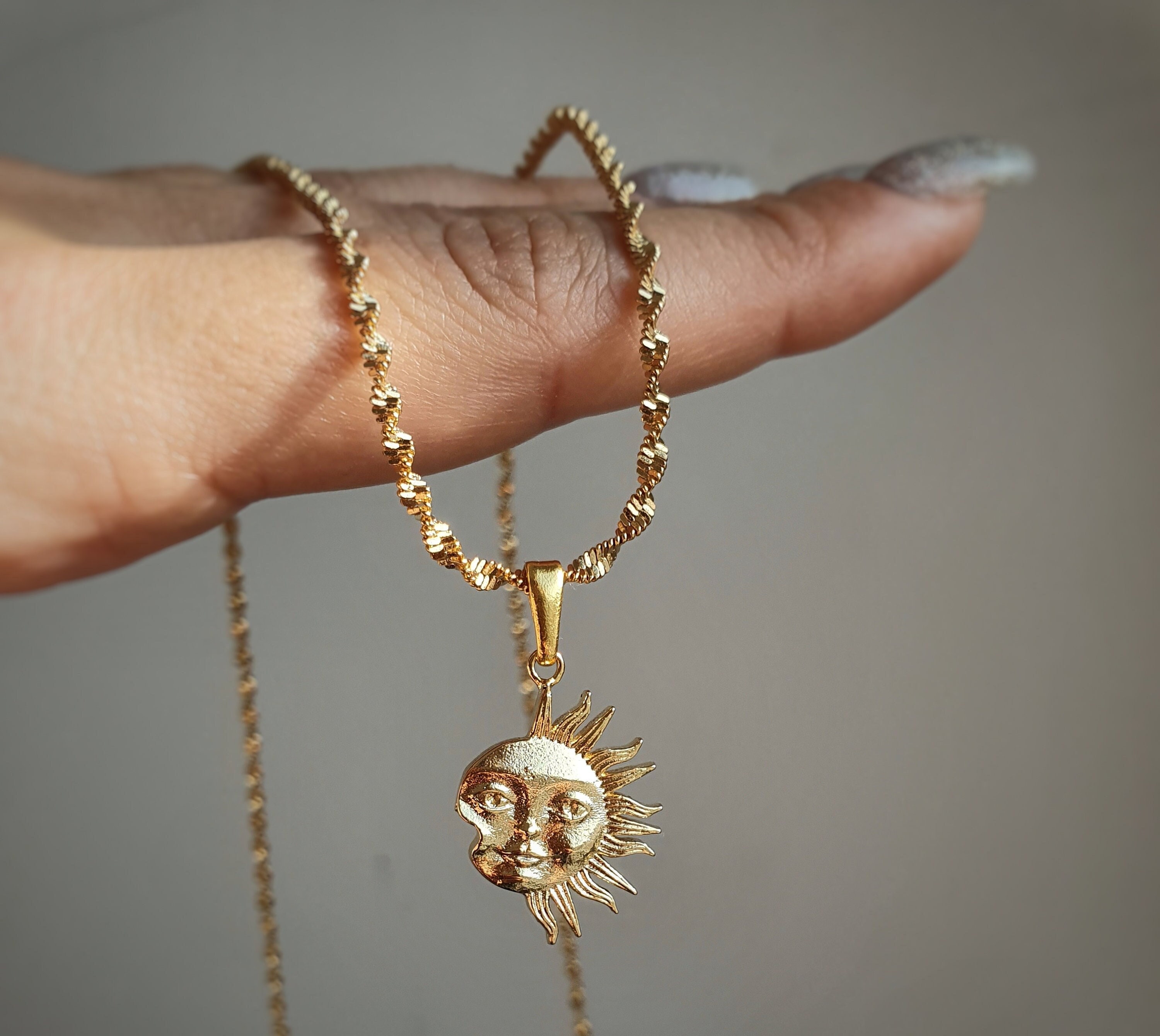 Sun & Full Moon Vintage Style Yin Yang Celestial 18k Gold - Etsy