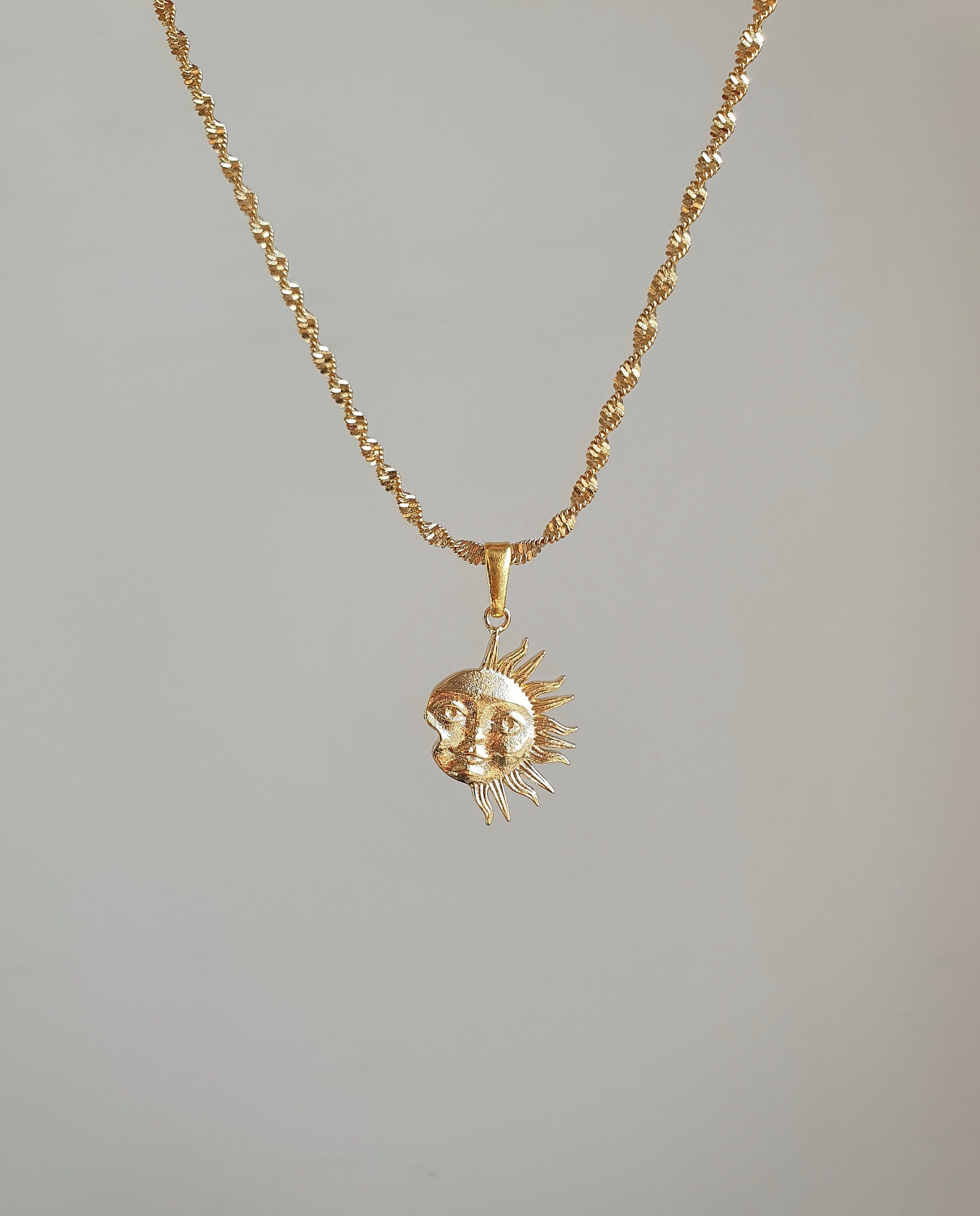 Sun & Full Moon Vintage Style Yin Yang Celestial 18k Gold - Etsy