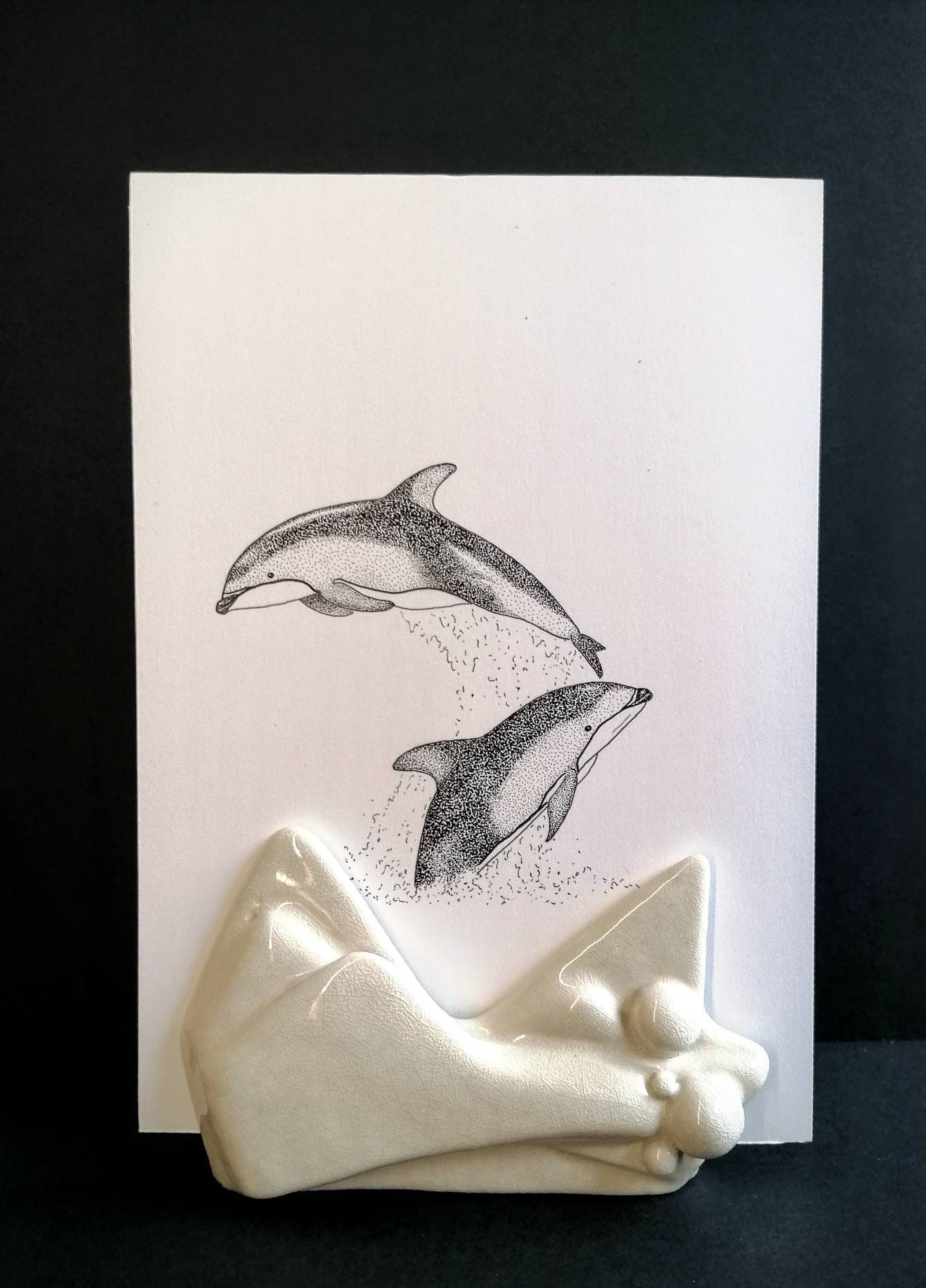 Original Ink Drawing White-sided DOLPHINS jumping in the | Etsy