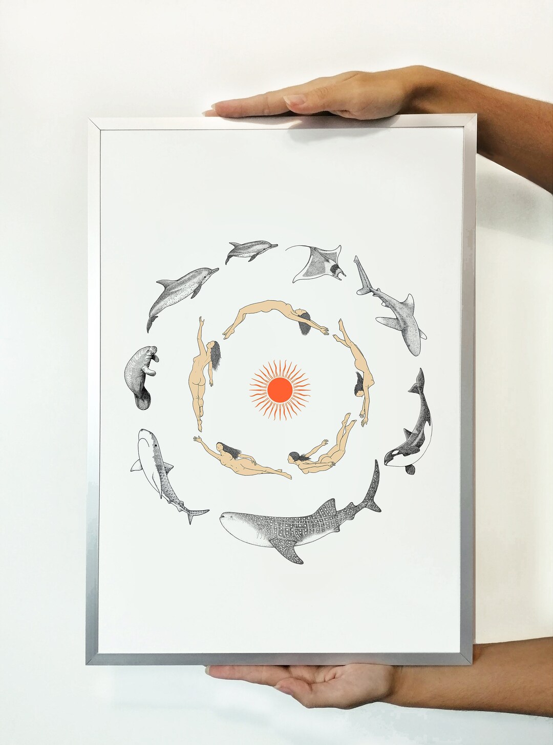 Freediving Art Print Summertime Adventures A3 Size Ocean and Beach ...