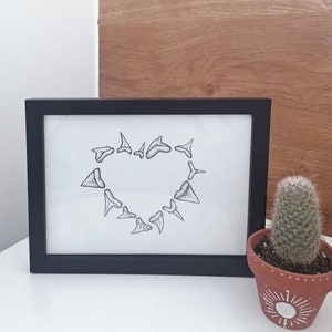 SHARK TEETH Art Print - Shark Tooth Print Heart Shape - Marine Biology ...