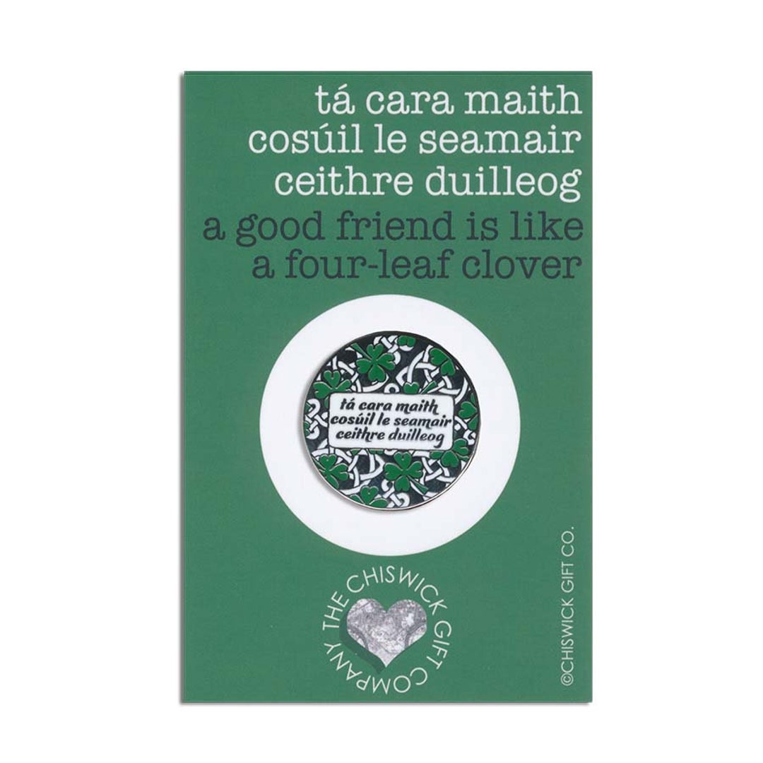 Irish Celtic Knot and Clover Enamel Pin Badge | a Good Friend is Like a ...