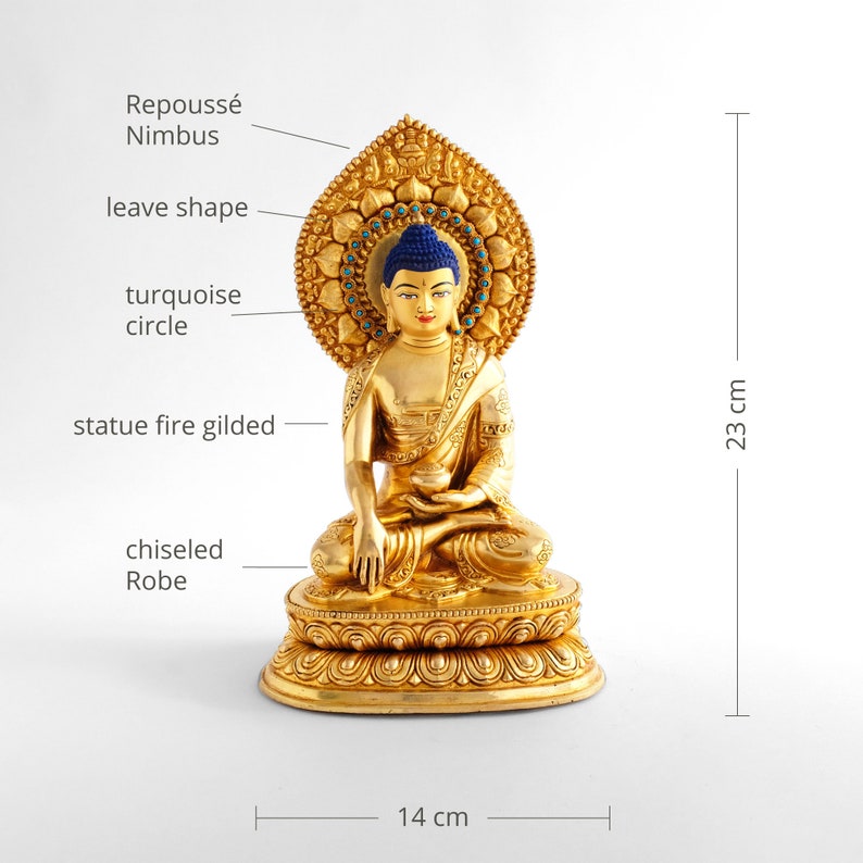 Shakyamuni Buddha Statue, Golden Siddhartha Gautama Figure With Nimbus ...
