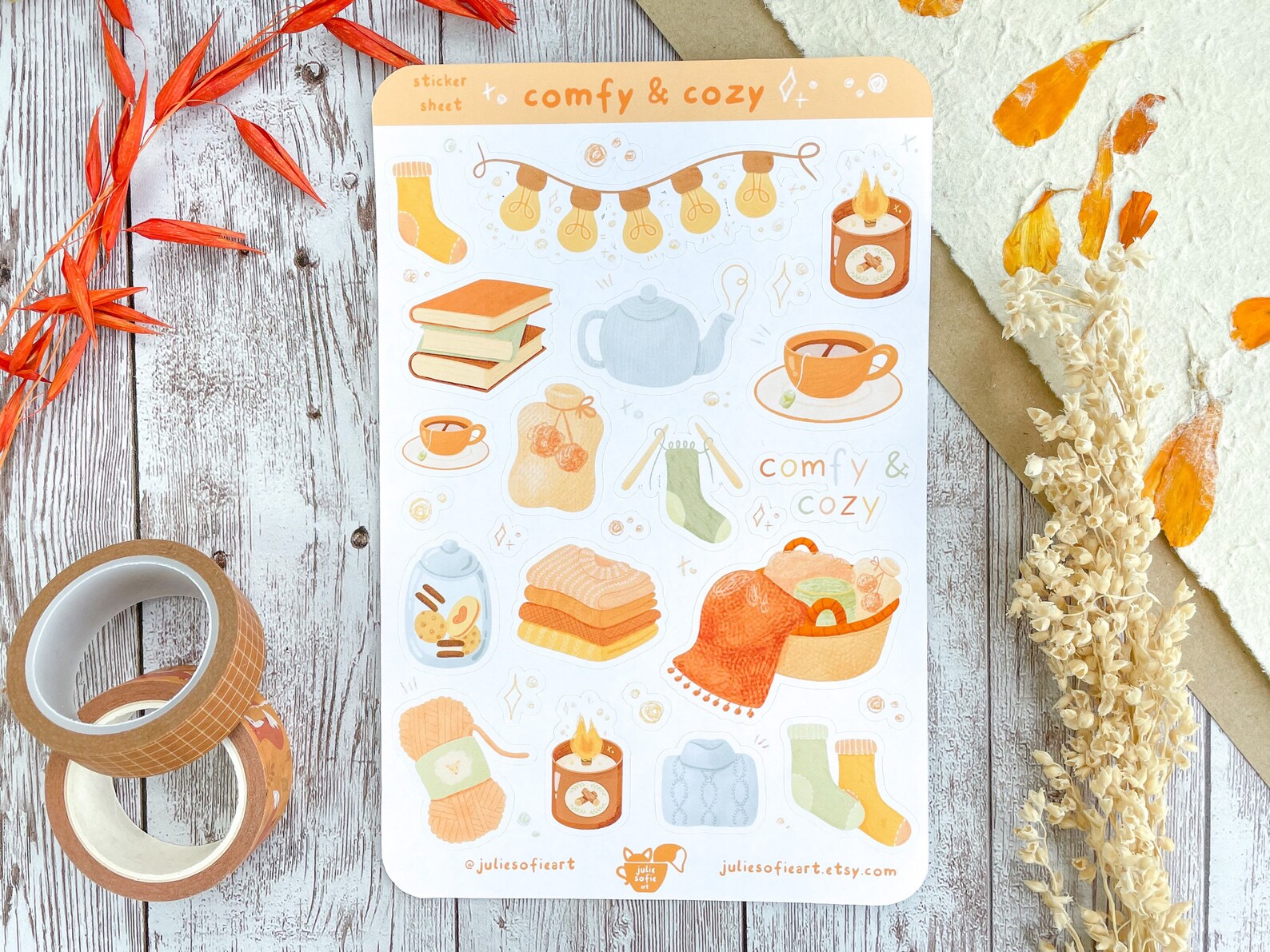 Comfy & Cozy Sticker Sheet Cute Fall/autumn Hygge Sticker - Etsy