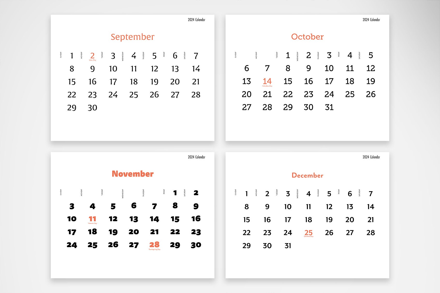 2024 Typography Calendar Printable - Etsy
