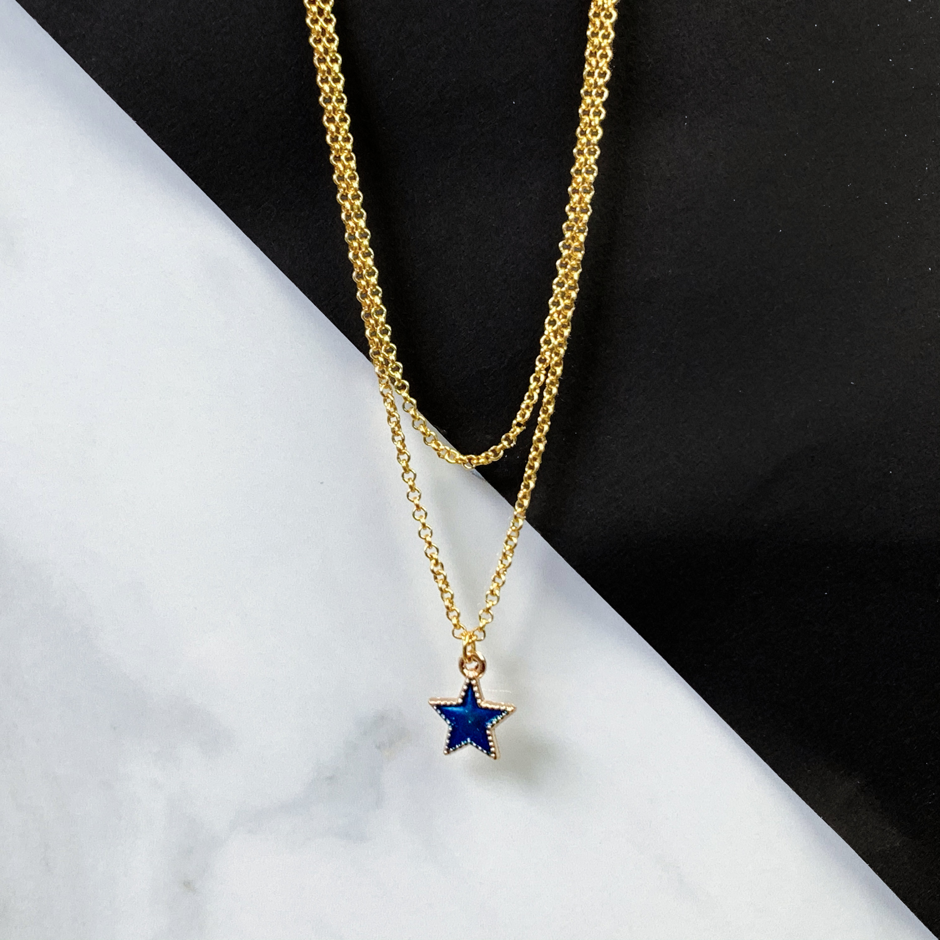 Celestial Blue and Gold Moon Charm Necklace - Etsy