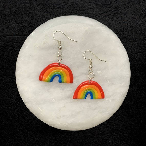 Rainbow earrings etsy store