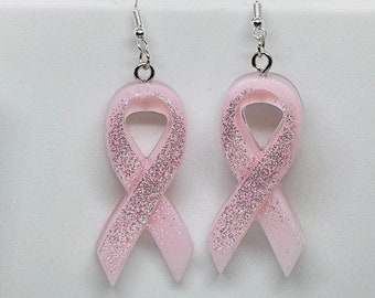 Pink Ribbon Earrings Breast Cancer Awareness Studs & Dangles Handmade ...