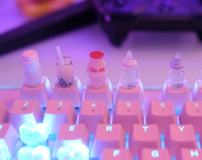 Cute Kawaii Drinks Keycaps | Boba |pink Strawberry Yakult Bottle | Baby ...
