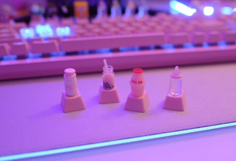 Cute Kawaii Drinks Keycaps Boba pink Strawberry Yakult - Etsy