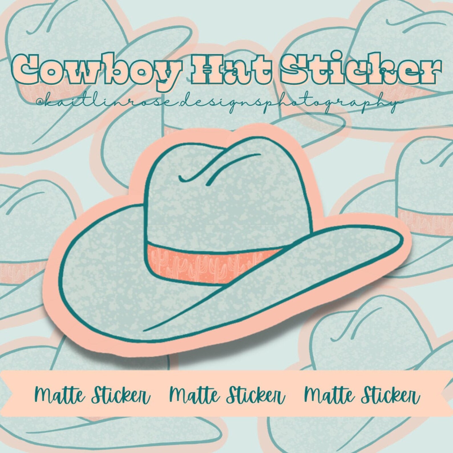 Cowboy Hat Sticker Vinyl Sticker Matte Sticker | Etsy